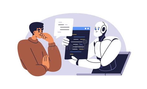 Ai Technology Virtual Assistant Helping Automated Support And Problem Solving Stock Vector