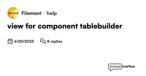 View For Component Tablebuilder ` Filament