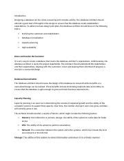 Basic Principles In Database Design Docx Introduction Designing A Database Can Be A Time