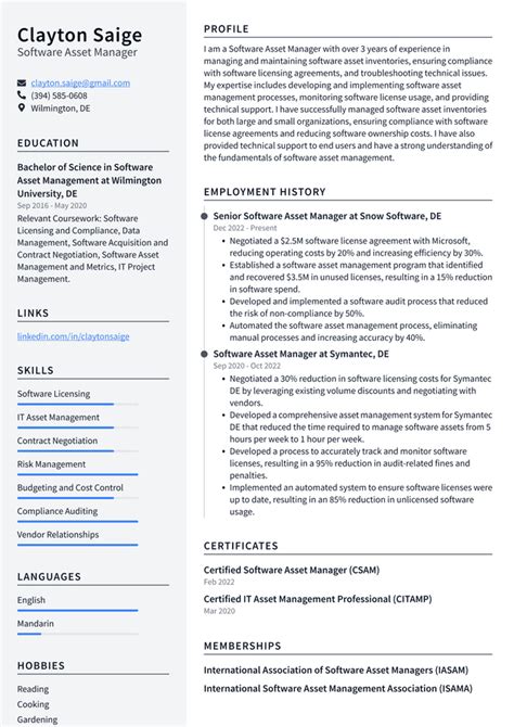Meta Software Asset Manager Resume Examples Resumecat
