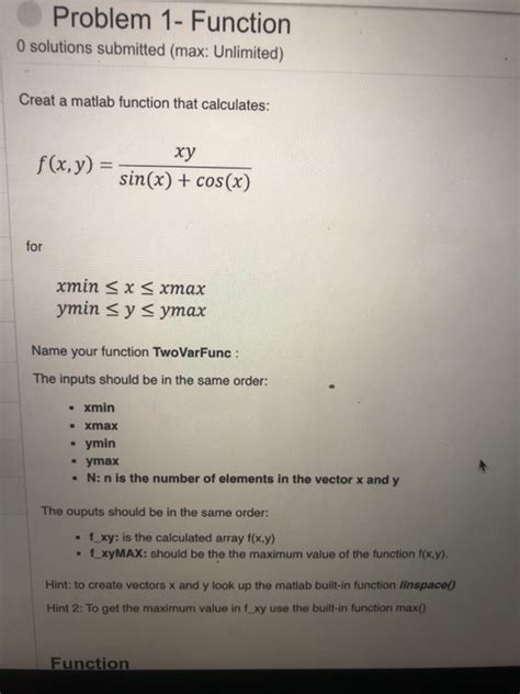solved problem 1 function o solutions submitted max