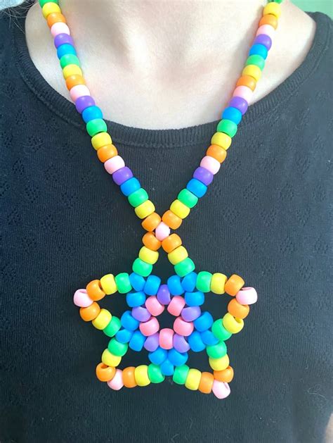 Large Rainbow Kandi Star Necklace Custom Made D Etsy Canada In