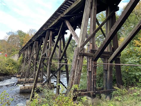 Wooden Trestle Truss Bridge In