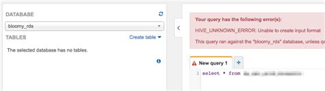 amazon web services hive unknown error when running aws athena query
