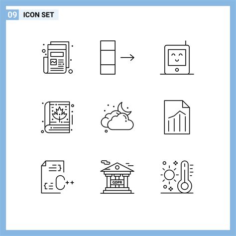 9 Thematic Vector Outlines And Editable Symbols Of Weather Cloudy Monitor Cloud Thanksgiving