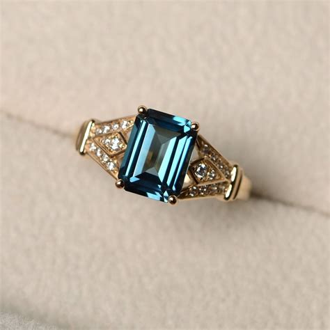 Real London Blue Topaz 14k Yellow Gold Rings Anniversary Etsy
