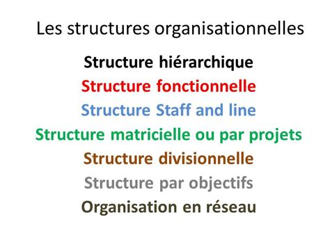 Les Structures Organisationnelles Structure Hiérarchique Structure