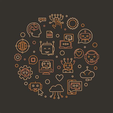 Chatbot Concept Linear Round Brown Banner Vector Chat Bot Illustration 23451172 Vector Art At