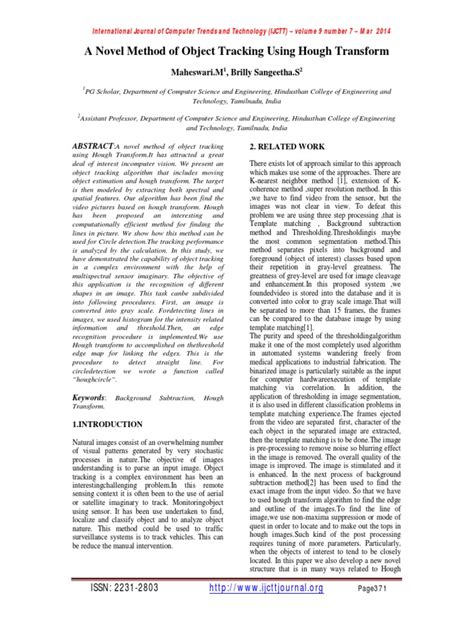 A Novel Method Of Object Tracking Using Hough Transform Pdf