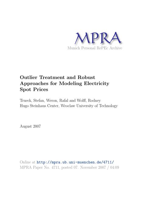 pdf outlier treatment and robust approaches for modeling electricity