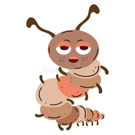 Isolated Colored Cute Worm Sketch Character Vector Stock Vector