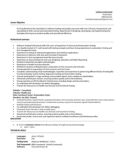 Supriya Resume 1 Pdf Software Testing Selenium Software
