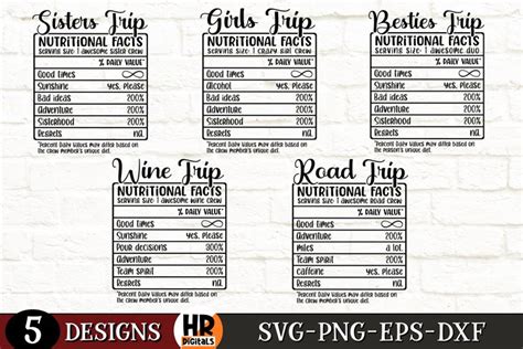 funny nutritional facts svg bundle girls trip sisters trip