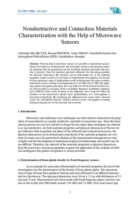 Pdf Nondestructive And Contactless Materials Characterization With
