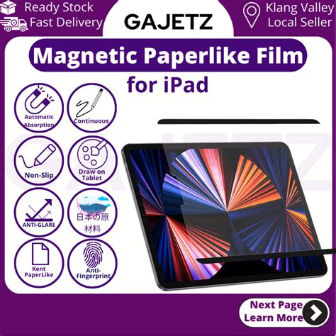 Japan Material 】magnetic Paperlike Removable Screen Protector For Ipad