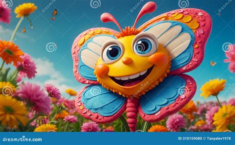 Cartoon Cheerful Butterfly Emotion Comic Fantasy Beautiful Stock Illustration Illustration Of