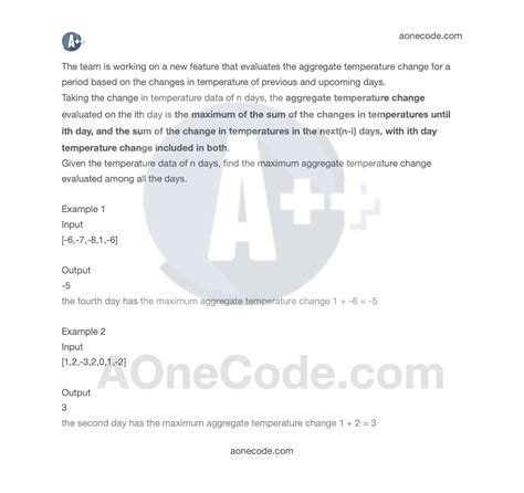 Maximum Aggregate Temperature Change