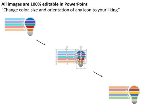 Km Five Staged Bulb Data Representation Icons Flat Powerpoint Design PowerPoint Slide Template