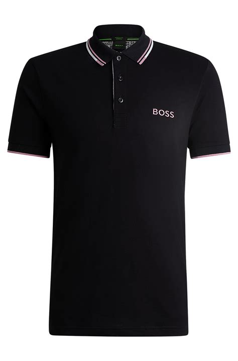 Boss Polo Shirt With Contrast Logos Dark Blue