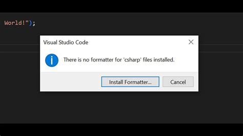 how to fix there is no formatter csharpe files installed in vscode