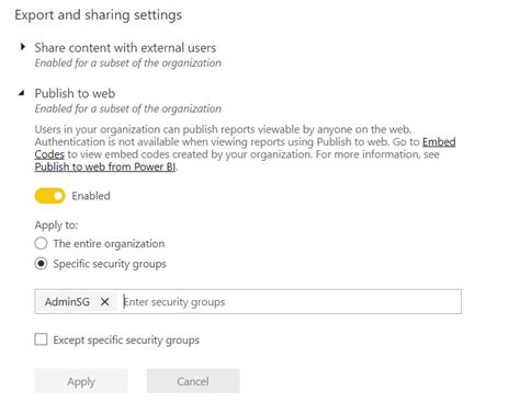 Publish To Web Not Working For Specific Security G Microsoft