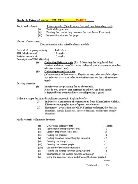Grade 9 Ext Maths Ct 3 Pbl Part 2 Pdf Function Mathematics