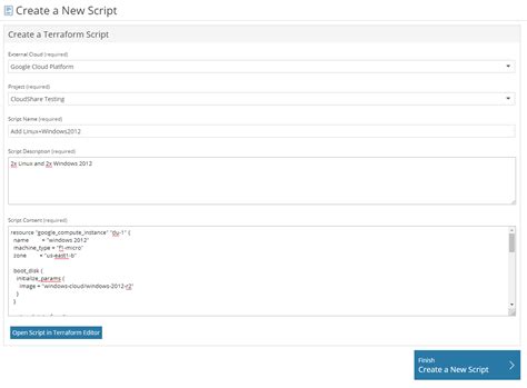 Create A Terraform Script Cloudshare Support