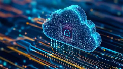 Digital Cloud With Layered Data Encryption Shields Premium Ai Generated Image