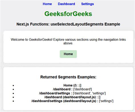 Nextjs Functions Useselectedlayoutsegments Geeksforgeeks