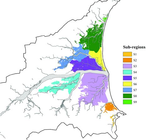 Nine Sub Regions In Yilan County Divided By Flooding Characteristics