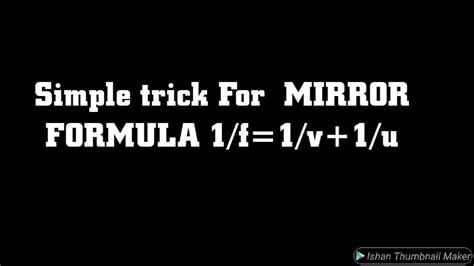Class 10 Mirror Formula Youtube