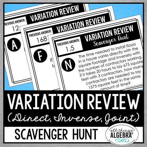 Variation Review Direct Inverse Joint Combined Scavenger Hunt