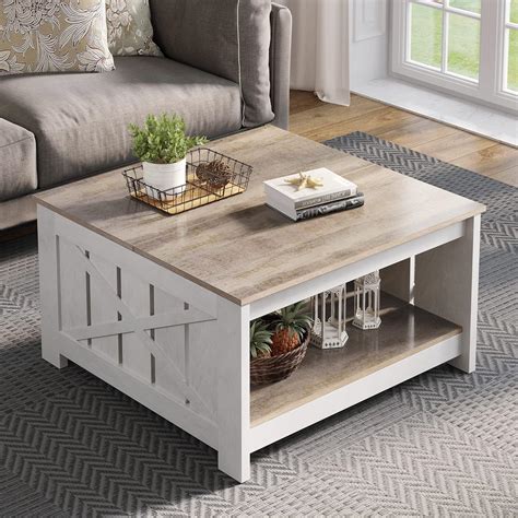 Yitahome Coffee Table Farmhouse Coffee Table With Storage Rustic Wood