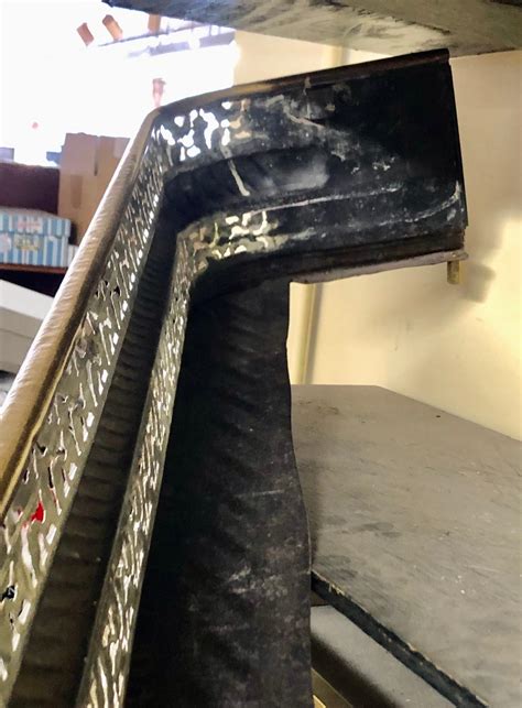 Antique English Geo Iv Pierced Brass Fireplace Fender With Cast Brass