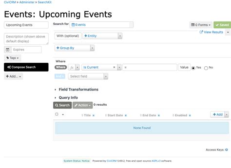 civievent how can i get searchkit to display upcoming events