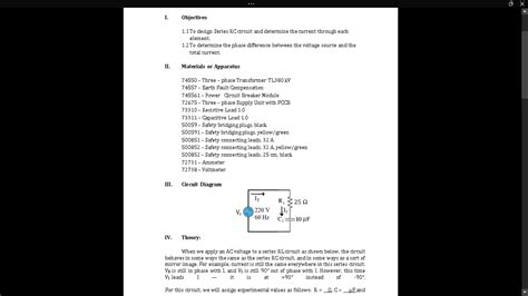 Solved 0 X I Objectives 1 1 To Design Series RC Circuit And Chegg Com