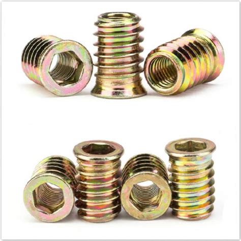 10pcs M6 M8 M10 Zinc Alloy Iron Inside Carbon Steel Hex Socket Drive Insert Nuts Threaded For