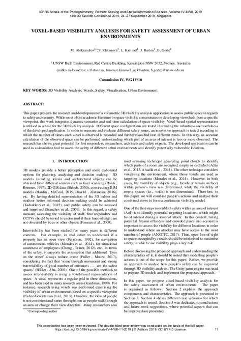 Pdf Voxel Based Visibility Analysis For Safety Assessment Of Urban