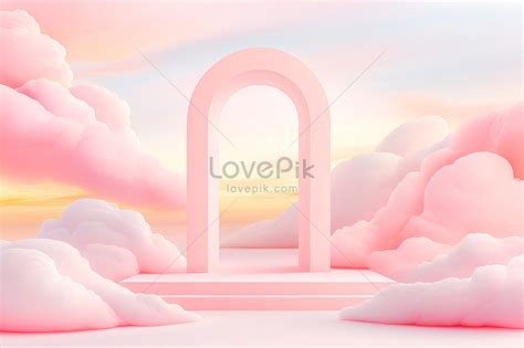 분홍색 하늘 아래 아치 일러스트 무료 다운로드 Lovepik