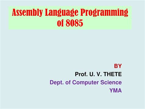 Ppt Assembly Language Programming Of 8085 Powerpoint Presentation