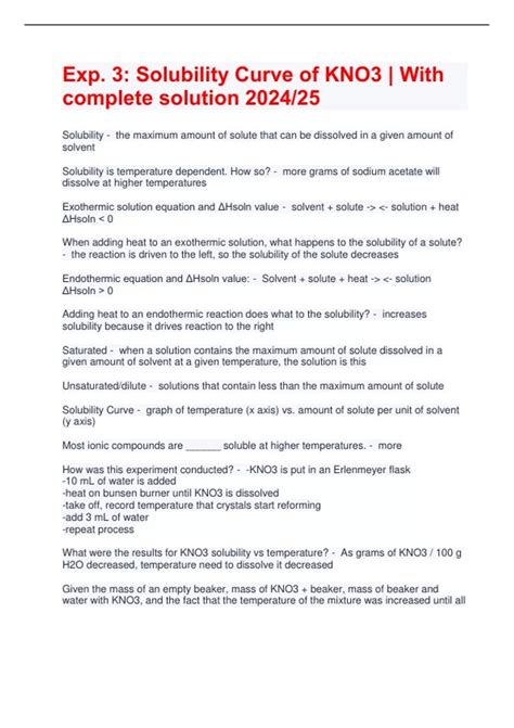 Exp 3 Solubility Curve Of Kno3 With Complete Solution 2024 25 Exp 3 Solubility Curve Of