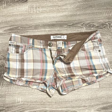 Vintage Garage Plaid Patterned Booty Short Size Depop