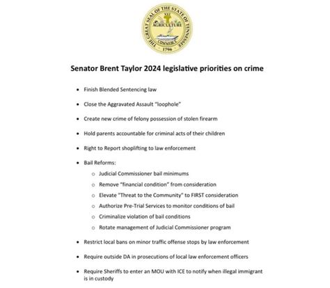 Senator Taylor Makes Plans To Fight Crime In Upcoming Tennessee