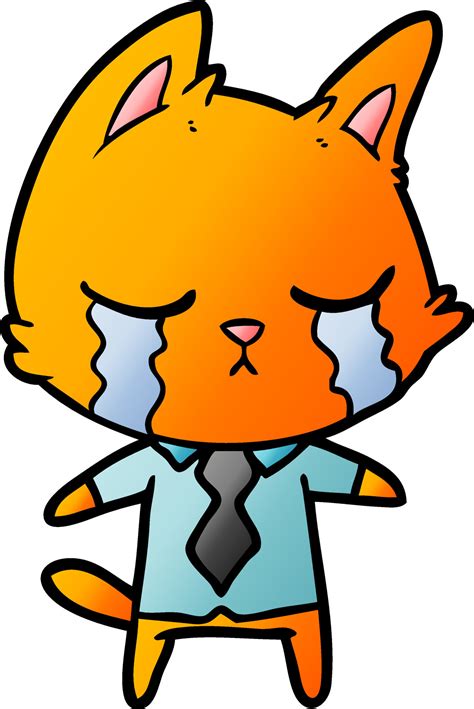 Crying Cartoon Office Worker Cat 12425208 Vector Art At Vecteezy