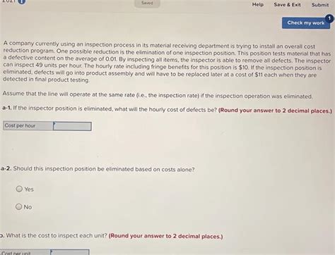 Solved Saved Help Save And Exit Submit Check My Work A Company