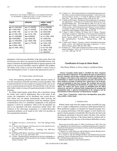 Pdf Classification Of Grasps By Robot Hands