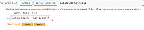 solved 5 [0 1 points] details previous answers laratrmrp7