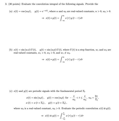 solved 3 30 points evaluate the convolution integral of