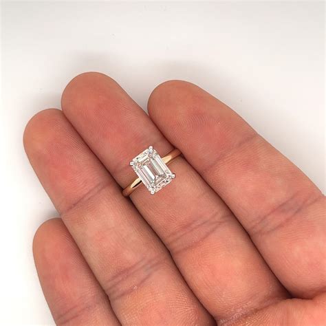 2 Tone 3 Carat Emerald Cut Lab Grown Diamond Solitaire Engagement Ring