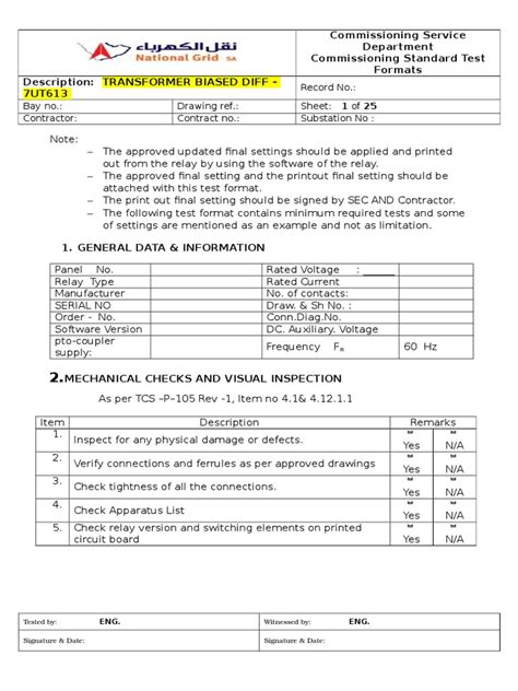 7ut Transformer Diff Relay Test Pdf Direct Current Relay